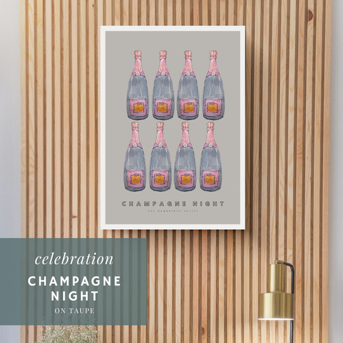 Buy CHAMPAGNE NIGHT TAUPE ART PRINT UNFRAMED | Prints & Interiors by ...