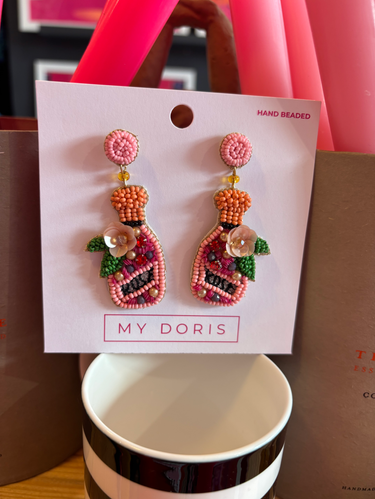 Buy MY DORIS HAND BEADED ROSE BOTTLES EARRINGS | Prints & Interiors by ...