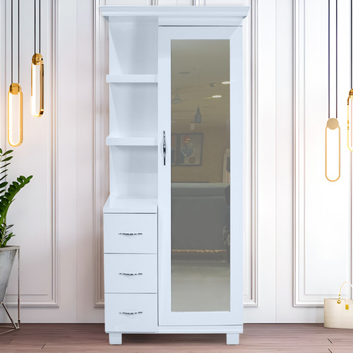 Vision Glossy White Dressing Table – Full-Length Vanity with Drawers & Shelves | Krishna Furniture