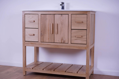 Luxury Farmhouse Oak Bathroom Wash Stand - Freestanding | EcoTone