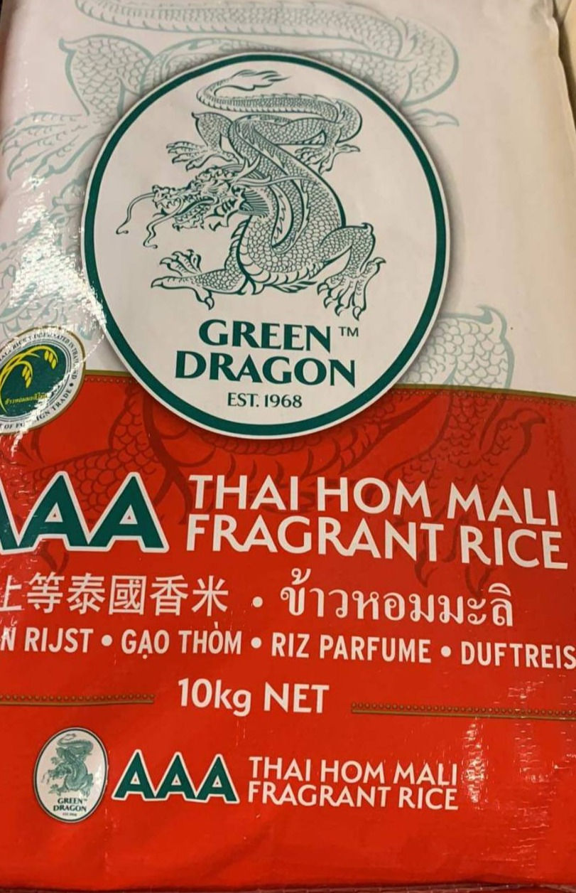 Thai Hom Mali Fragrant Rice 10kg, Green Dragon | Bee's Baan Food