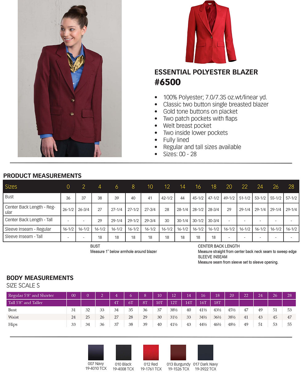 Garment Spec Information | H Creations EMB