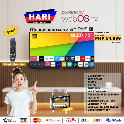 HARI TV 75" POWERED BY WEB OS (THINQ AI) QLED | HARI APPLIANCE