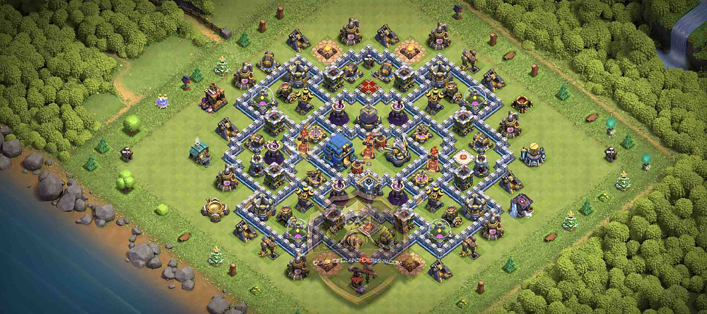 Anti 2 Stars Ring TH12 War/Trophy Base Link Layout Clash of Clans 2024