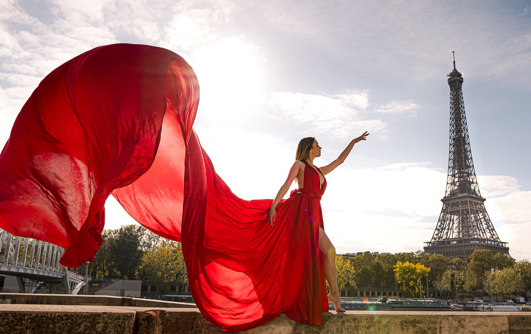 Paris Flying Gown Photoshoot | Luxotic Retreats
