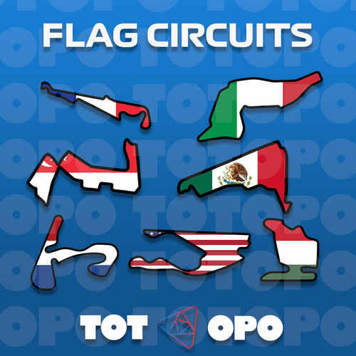 FLAG CIRCUITS | 22 STICKERS | TOTOPO