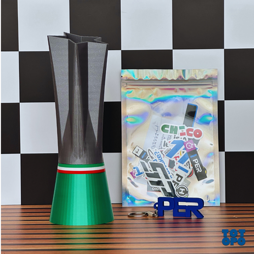 PACK CHECO: 1X Trofeo + 1X Llavero + 1X Paquete stickers | TOTOPO