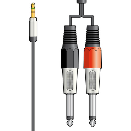 Classic Audio Leads 3.5mm Stereo Jack Plug - 2 x 6.3mm Mono Jack Plugs ...
