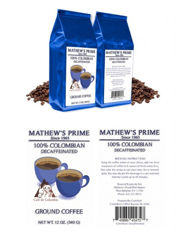 Mathew's Ground Coffee 100 % Colombian 12 oz | Mathews Prime Foods