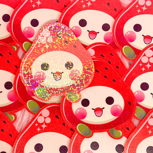 Ichigotchi Tamagotchi Fanart Stickers (2-3/4 inch/70 mm) | Luminous Senecio