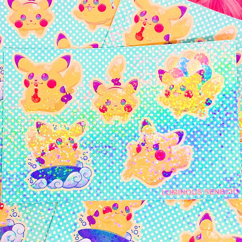 Pikachu Sticker Sheet (4x6in/102x152mm) | Luminous Senecio