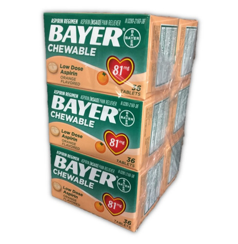 Bayer Chewable Low Dose 81mg Aspirin | First Aid Global
