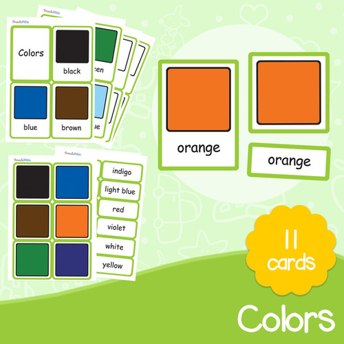 Colors | Printable Montessori Flashcards | 11 Cards | Right Brain Kids
