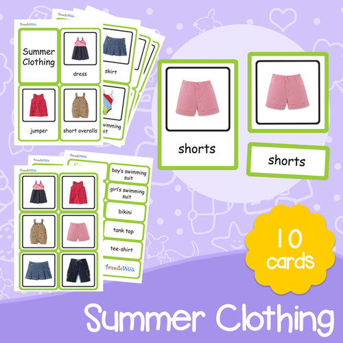 Summer Clothing | Printable Montessori Flashcards | 10 Cards | Right ...