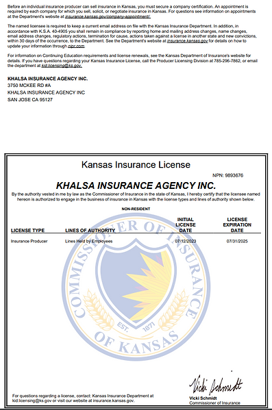 State Licenses | KhalsaInsurance