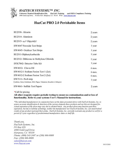 KT7003-P - HAZCAT 2.0 Pro Perishables | Hazcat