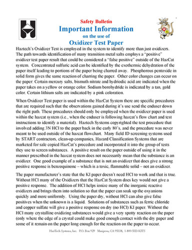 DL6015 - Safety Bulletin Oxidizer Test | Hazcat