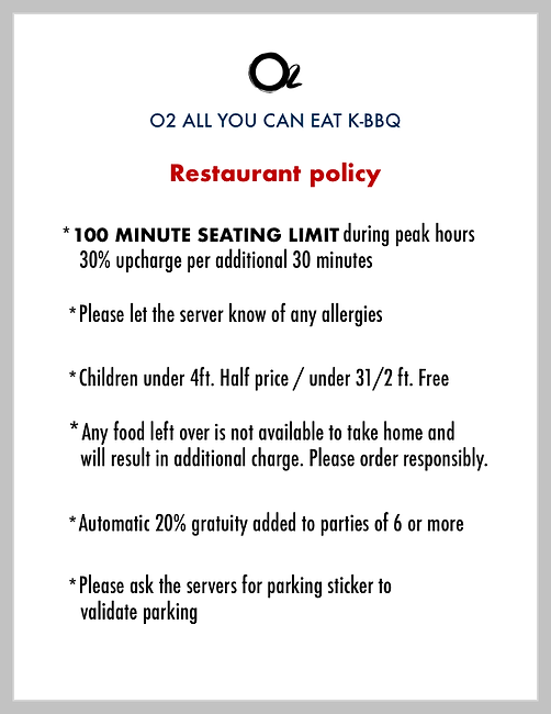 MENU | O2 K-BBQ