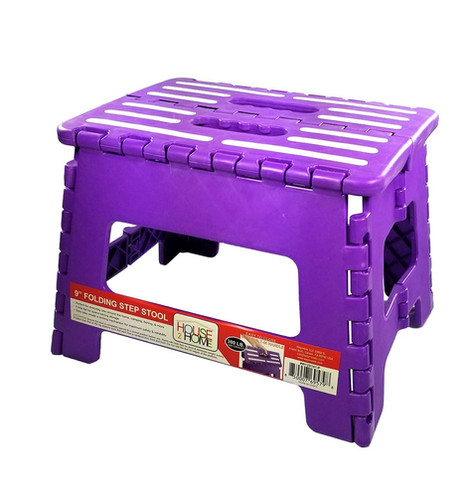 House 2 Home 9" Plastic 1 Step Folding Step Stool, Purple with White ...