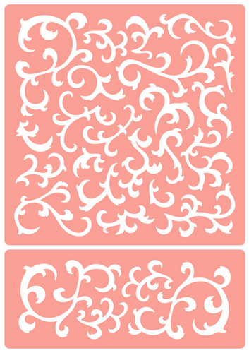Abstract Damask Background - Reusable Stencil - Non-Adhesive or Self ...