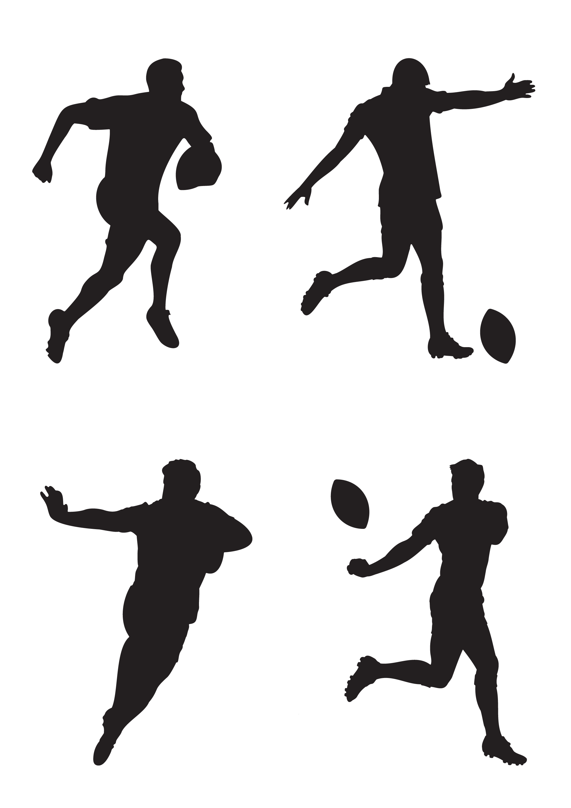 Rugby Silhouettes - Reusable Stencil - Non-Adhesive or Self-Adhesive ...