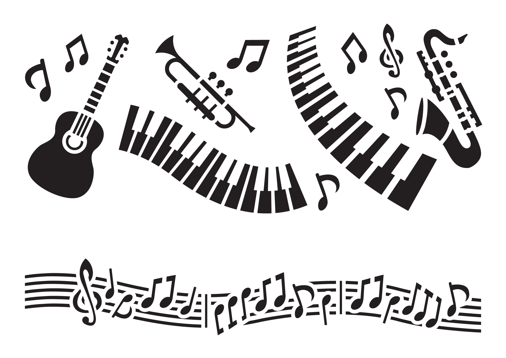 Musical Motifs - Reusable Stencil - Non-Adhesive or Self-Adhesive ...