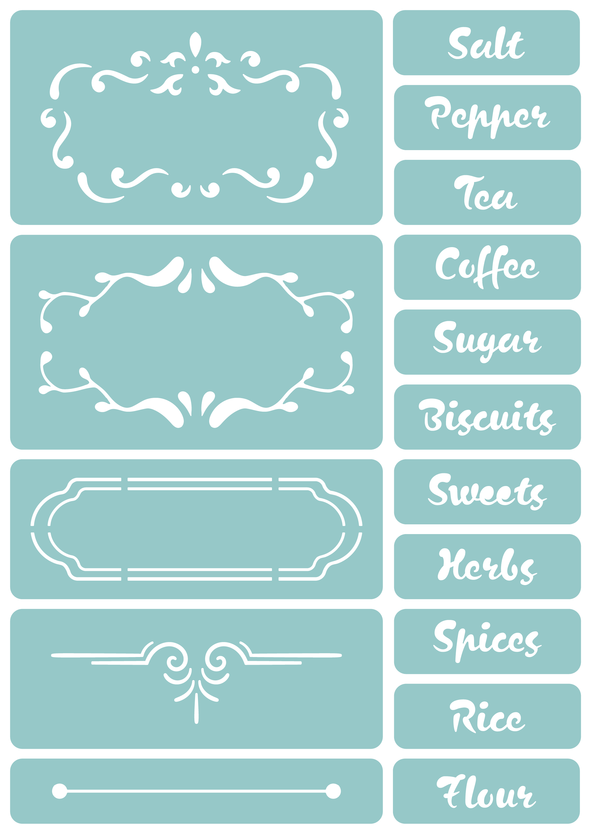 Country Kitchen Labels - Reusable Stencil - Non-Adhesive or Self ...