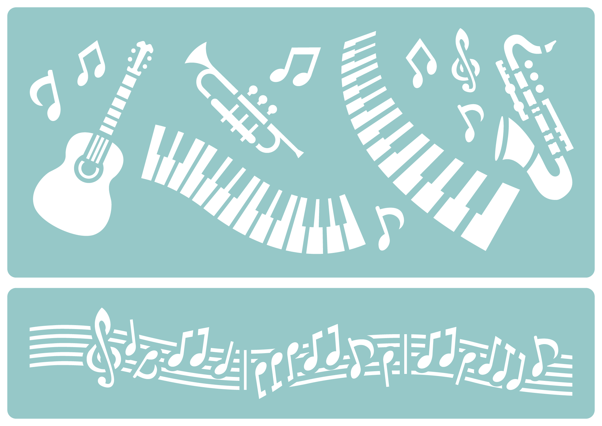 Musical Motifs - Reusable Stencil - Non-Adhesive or Self-Adhesive ...