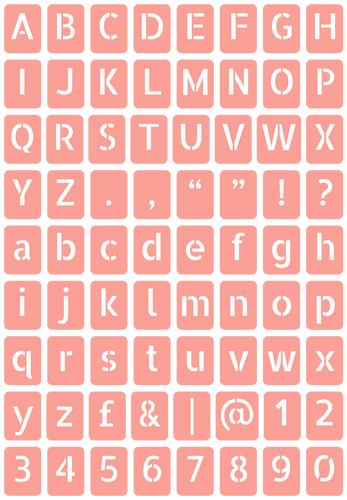 Alphabet - Vertical Sans Serif | Washable Reusable Self-Adhesive Stencil
