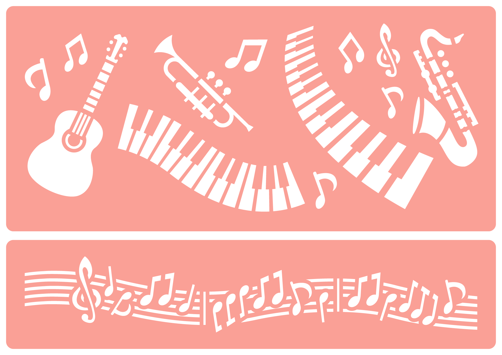 Musical Motifs - Reusable Stencil - Non-Adhesive or Self-Adhesive ...