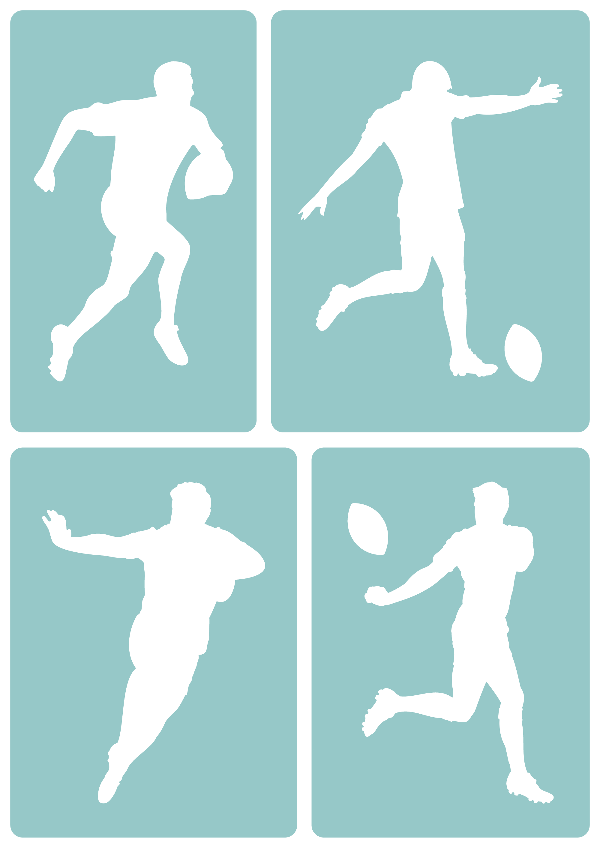 Rugby Silhouettes - Reusable Stencil - Non-Adhesive or Self-Adhesive ...
