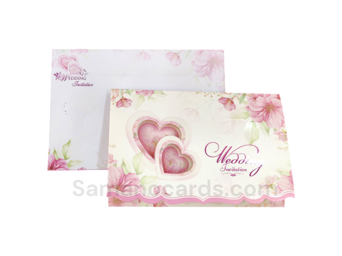 Heart laser cut Three fold invitation card - W126 | SAMANO CARDS