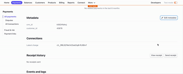 How to add metadata to Stripe objects