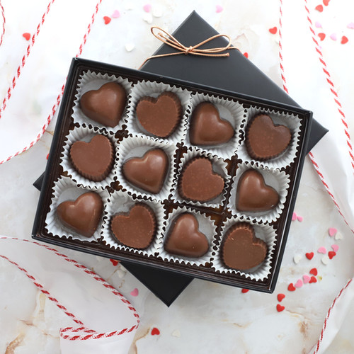 Hearts Solid Two Dozen Milk Chocolate (24) (9 oz total) | Hope Chocolates