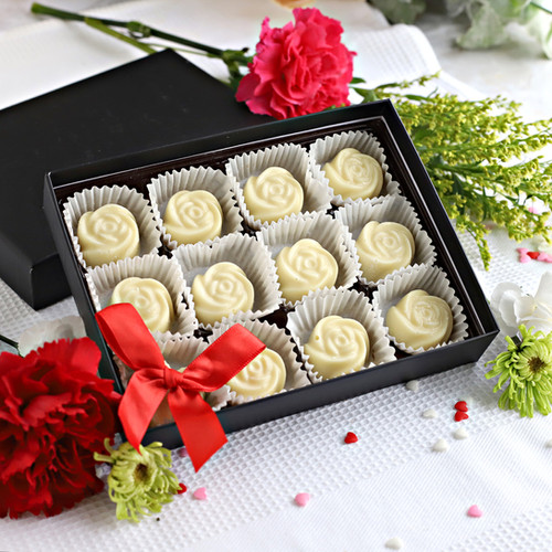 Roses Solid Two Dozen White Chocolate (24) (7 oz total) | Hope Chocolates