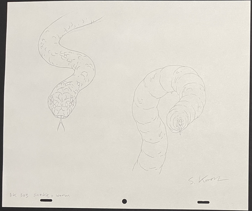 METALOCALYPSE - Snake & Worm Pencil Production Drawing SIGNED S KWON ...