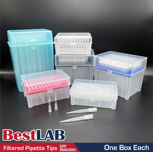 BestLAB Pipette Filter Tips, Low Retention, 10uL - 1mL, Clear, Racked ...