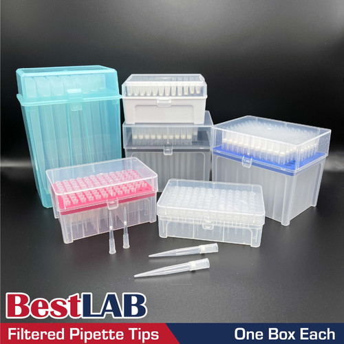 BestLAB Pipette Filter Tips, 10uL - 10mL, Clear, Racked, Sterile, Box ...
