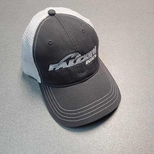 Charcoal and White Unstructured Mesh Back Hat | FALCON BOATS