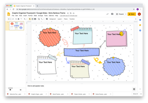 Graphic Organizer Powerpoint / Google Slides - Boho Rainbow Theme | Of ...