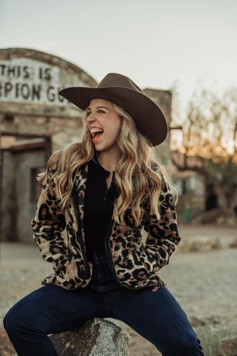 Ranch Girls Hooded Polar Fleece Jacket `GABY` leopard