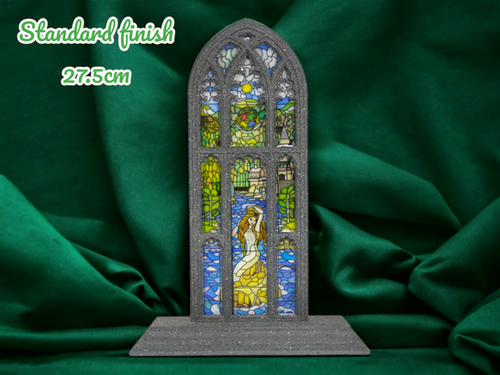 Mermaid stained glass with stand resin window tall ornament hand painted | Nerd Shelf
