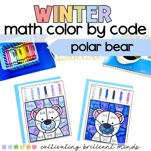 Polar Bear Math Color By Code | January | Addition | Subtraction ...
