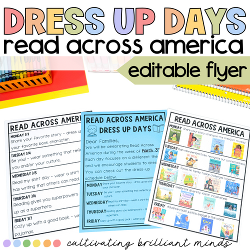 Read Across America Editable Flyer | Dress Up Days | Reading Response ...