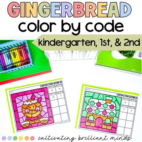 Gingerbread Color by Codes | Color by Number | Christmas Kindergarten ...