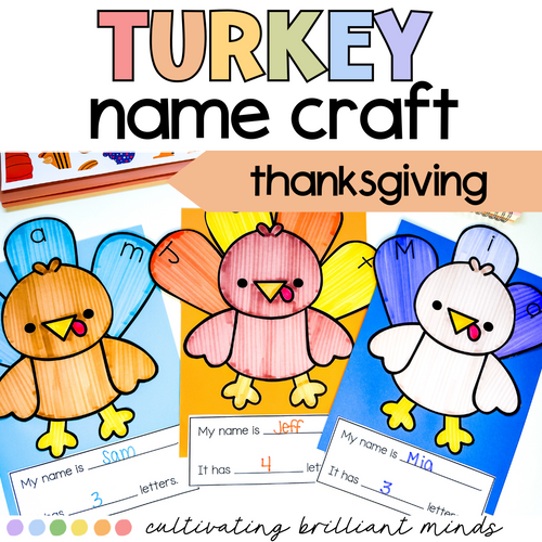 November Turkey Name Craft | Thanksgiving Activity | Bulletin Board ...