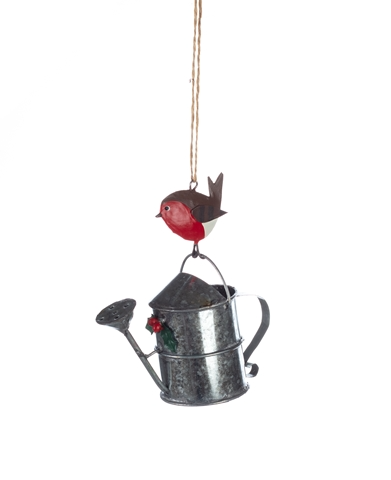 Watering Can with Robin Hanging Decoration | Pam Peters Designs