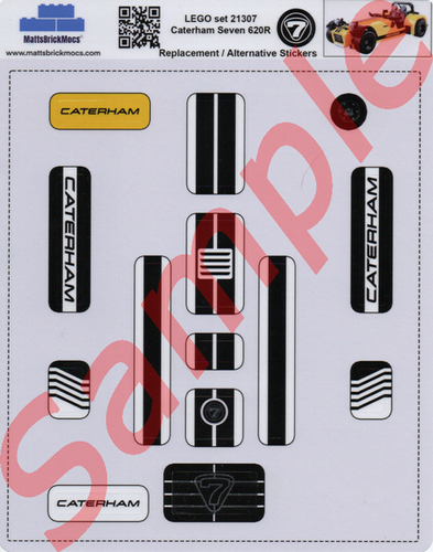 Lotus Caterham 7 Lego set 21307 Replacement / Alternative Sticker sheet ...