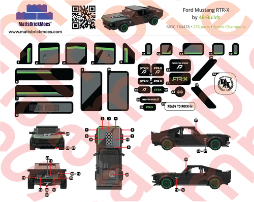Sticker set for RTR-X Mustang MOC by 4R-Builds | MattsBrickMocs