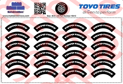TOYO Tire / Tyre Stickers to fit Lego Size 49.5 X 20 | MattsBrickMocs